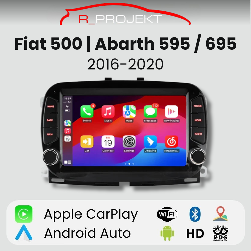Android Screen Fiat 500 Abarth 595 (2016-2020) | Wireless CarPlay GPS ...