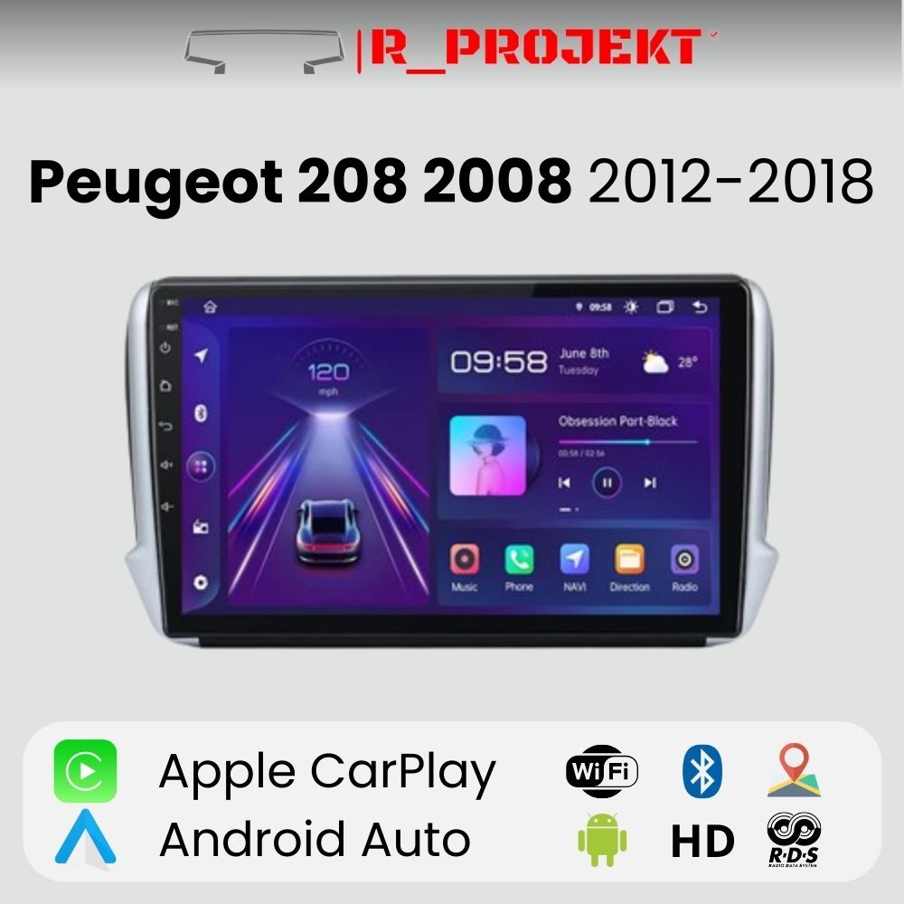 Touch Screen radio Android Auto Carplay Peugeot 2008 208 2012 - 2018 ...