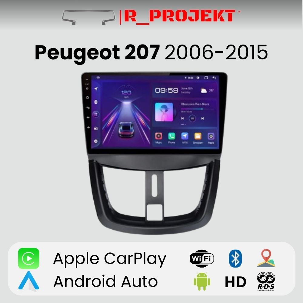 Touch Screen radio Android Auto Carplay Peugeot 207 2006 - 2015 – R_PROJEKT