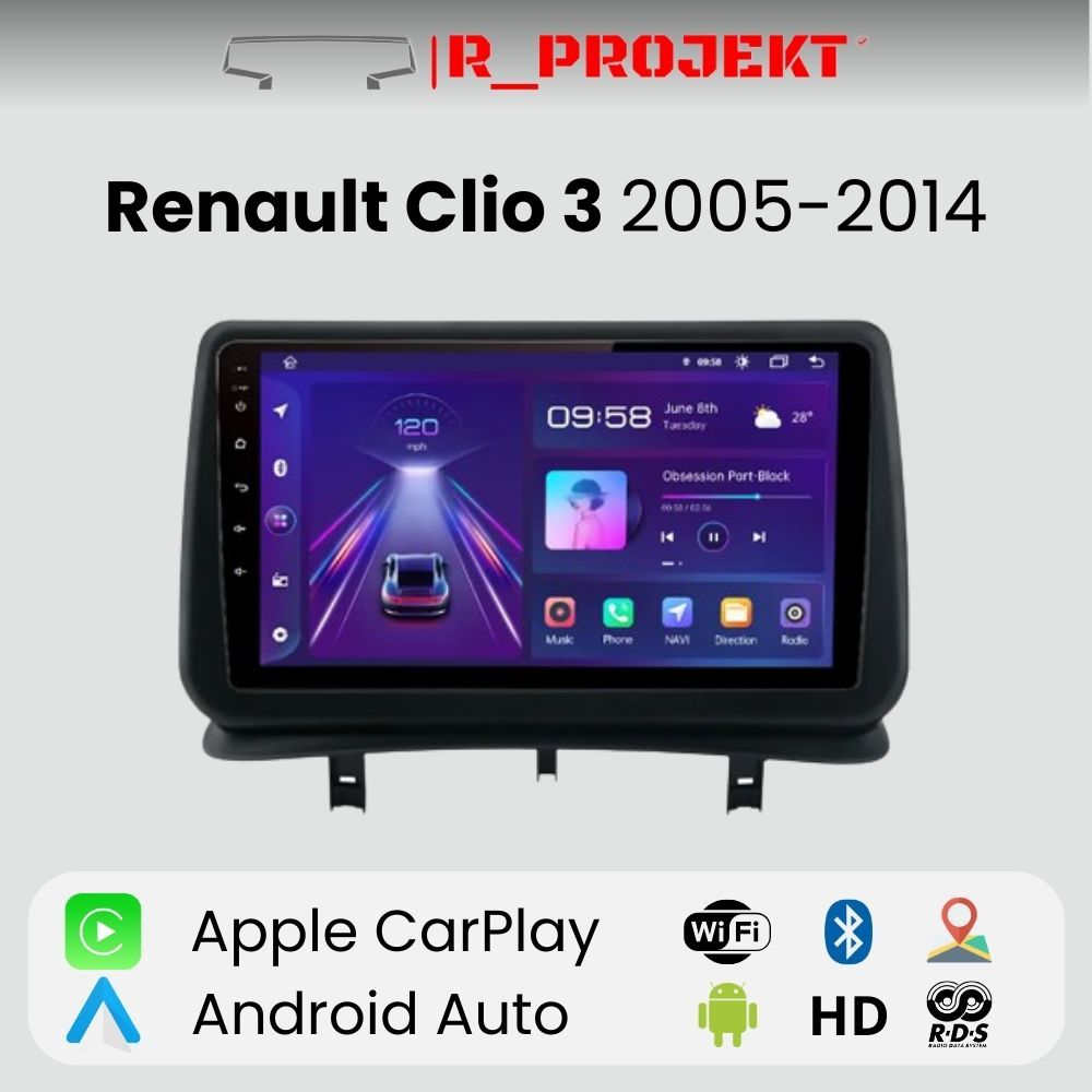 Touch Screen radio Android Auto Carplay Renault Clio 3 2005 - 2014 – R ...