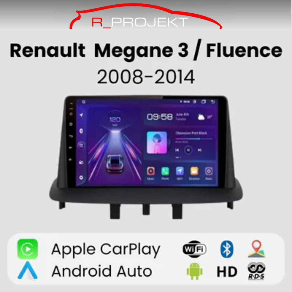 Touch Screen Radio Android Auto Carplay Renault Megane 3 Fluence 2008 ...
